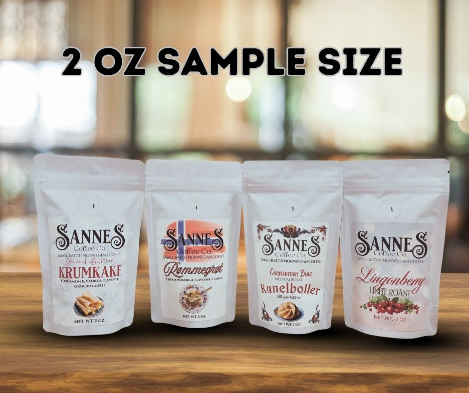 Flavored 2 oz Sample Size Ground Coffee – Sannes Coffee Co.